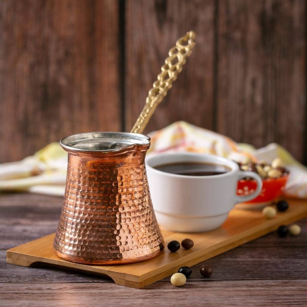 Turkish Copper Coffee Pot (Large Hammered Copper) | Ole Dog's Coffee ...